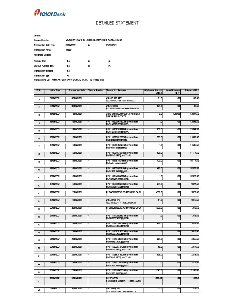 OpTransactionHistory27 07 2021 | PDF | Payments | Market (Economics)
