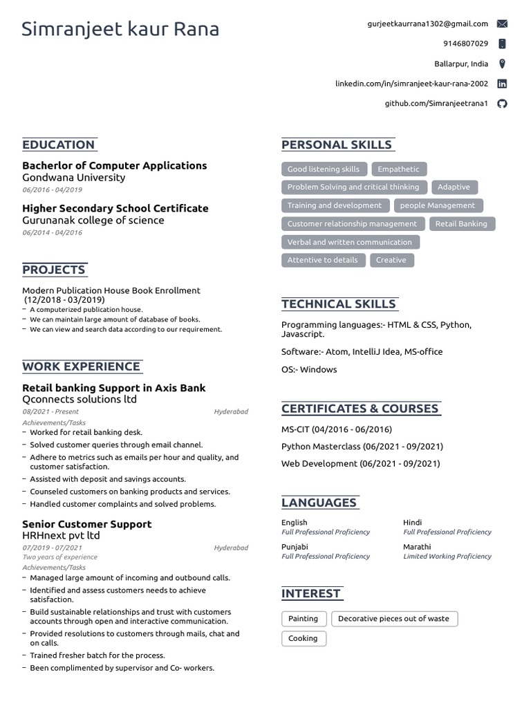 Simranjeet's Resume | PDF | Information Technology Management | Computer Science