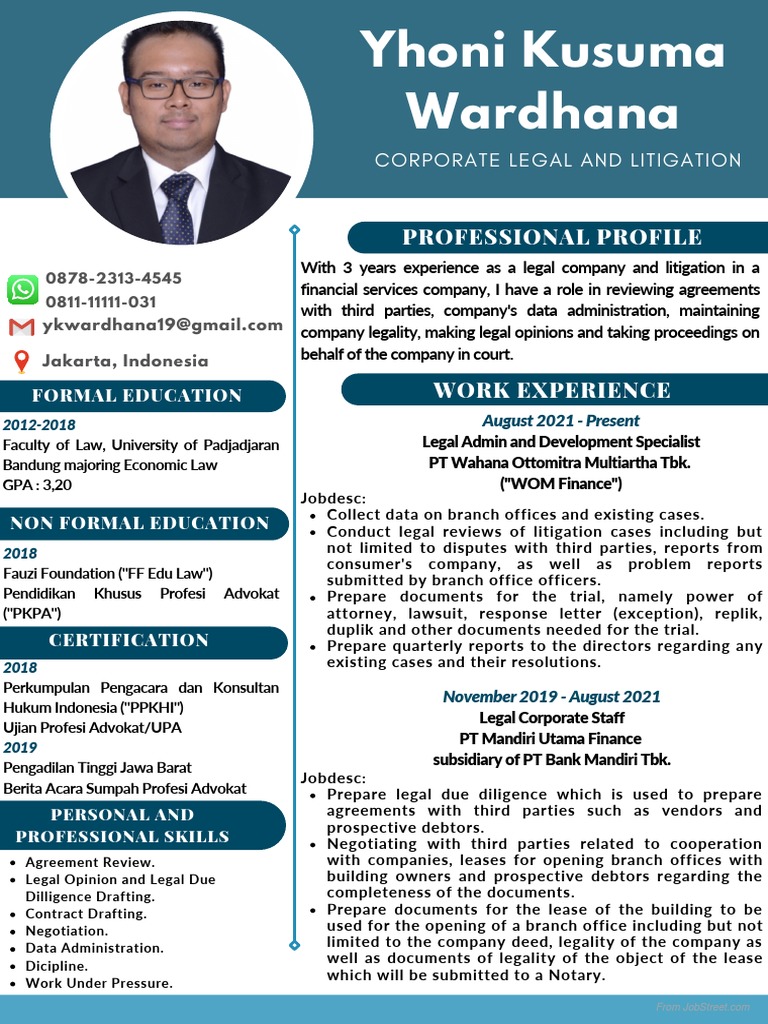 Yhoni Kusuma Wardhana: Professional Profile | PDF | Lawsuit | Ethical Principles