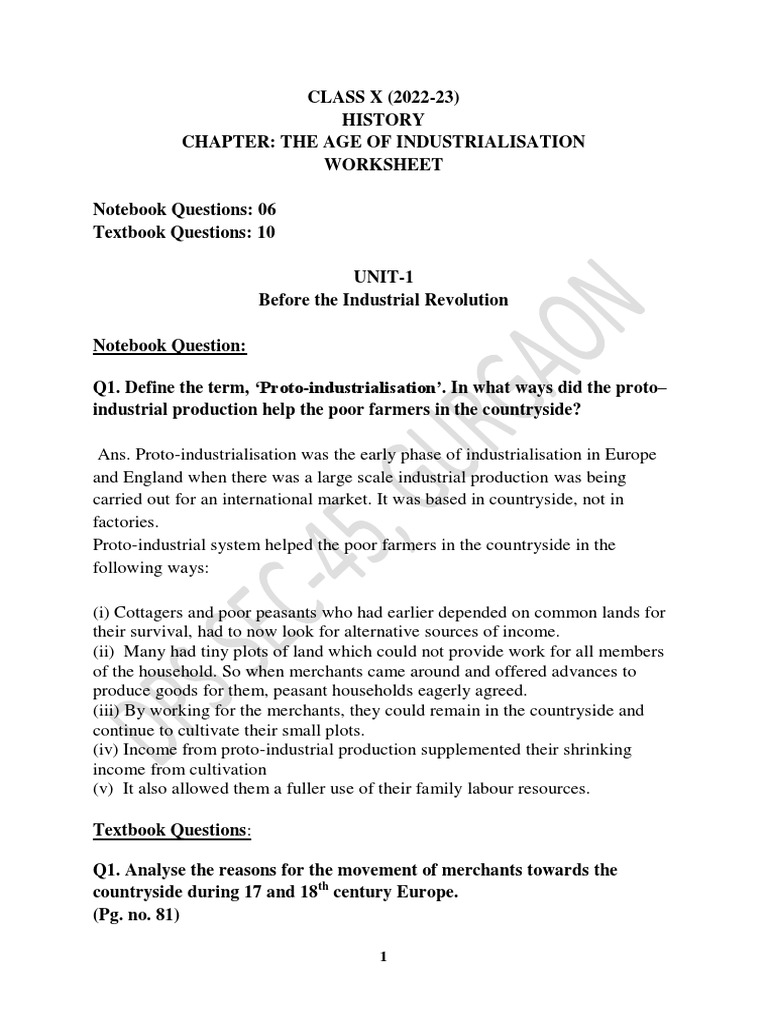Age of Industrialisation Worksheets-22-23 Smart Class | PDF | Weaving ...