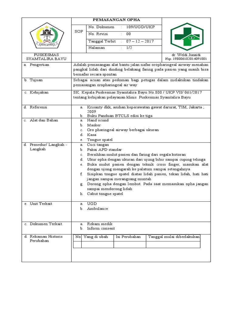 Sop Pemasangan Opha | PDF