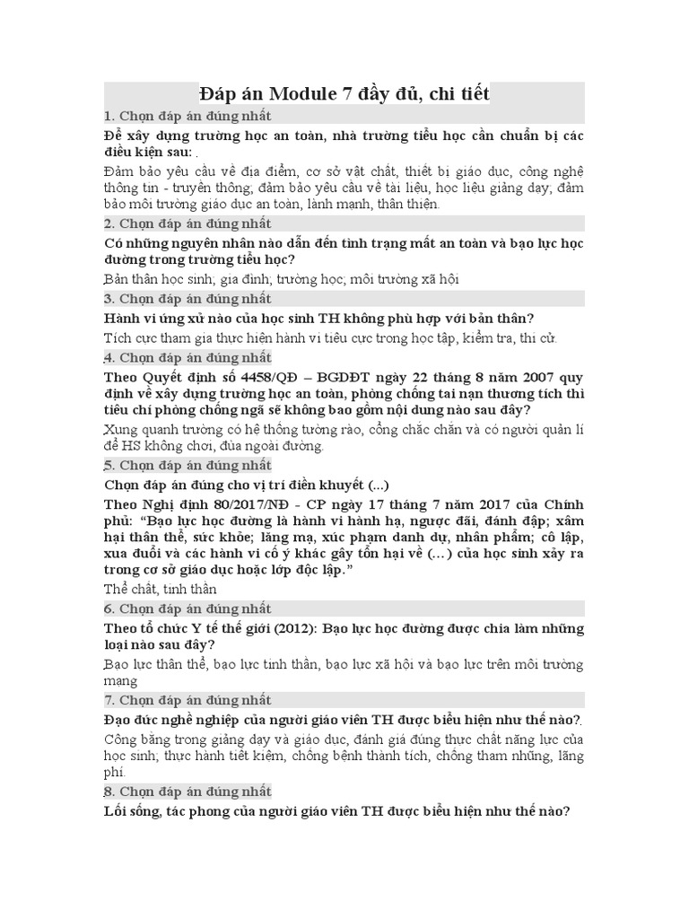 Dap An Module 7 | PDF