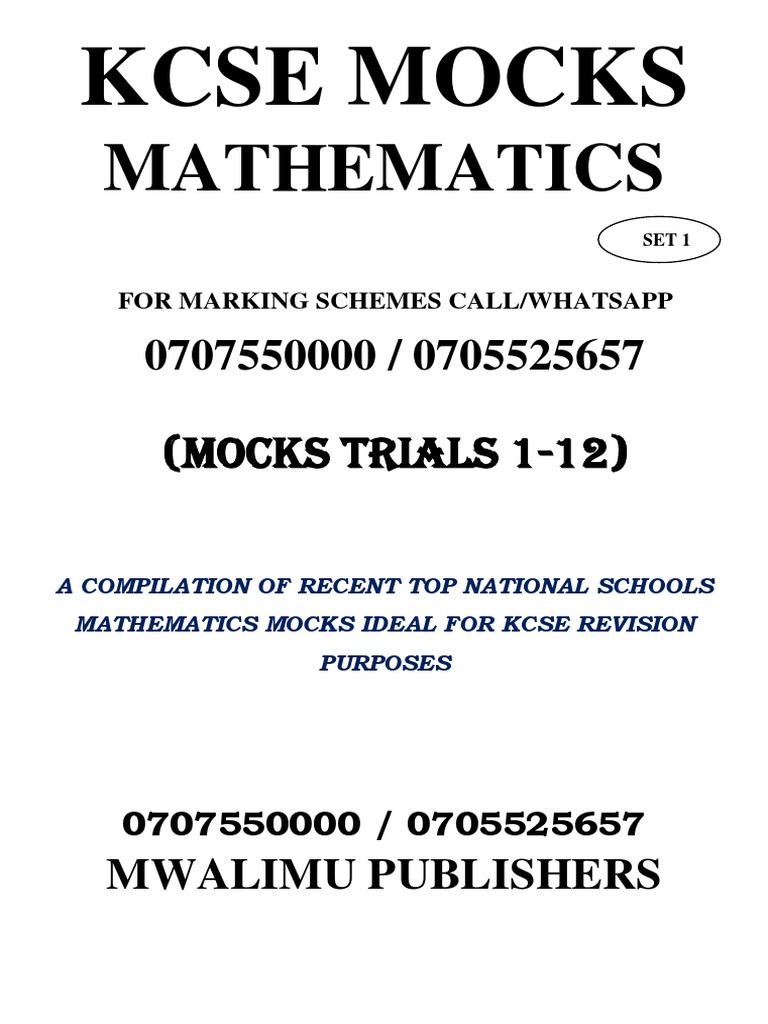 Kcse Maths Mocks Set 1 | PDF | Circle | Triangle