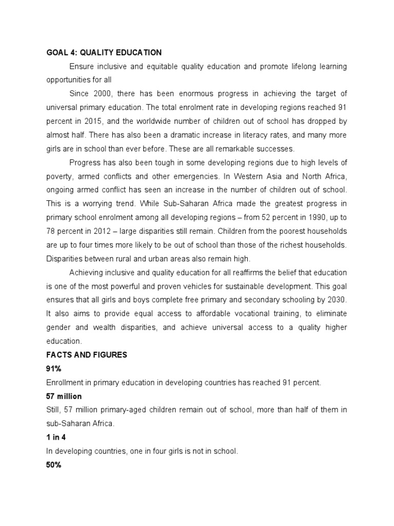 Goal 4 Quality Education | PDF