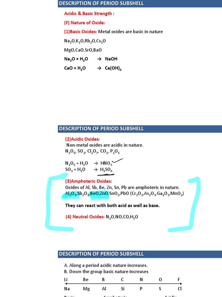 Classification and Properties of Metal and Non-Metal Oxides | PDF ...