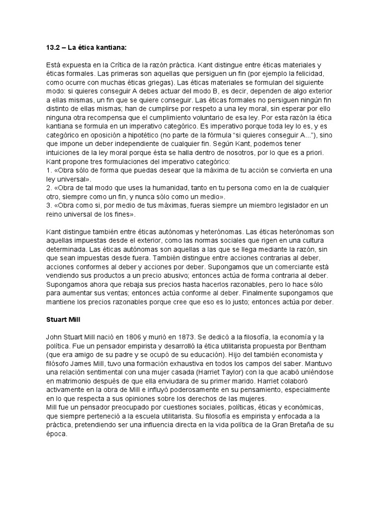 Apunts Filo - Kant - Mill | PDF | John Stuart Mill | Immanuel Kant