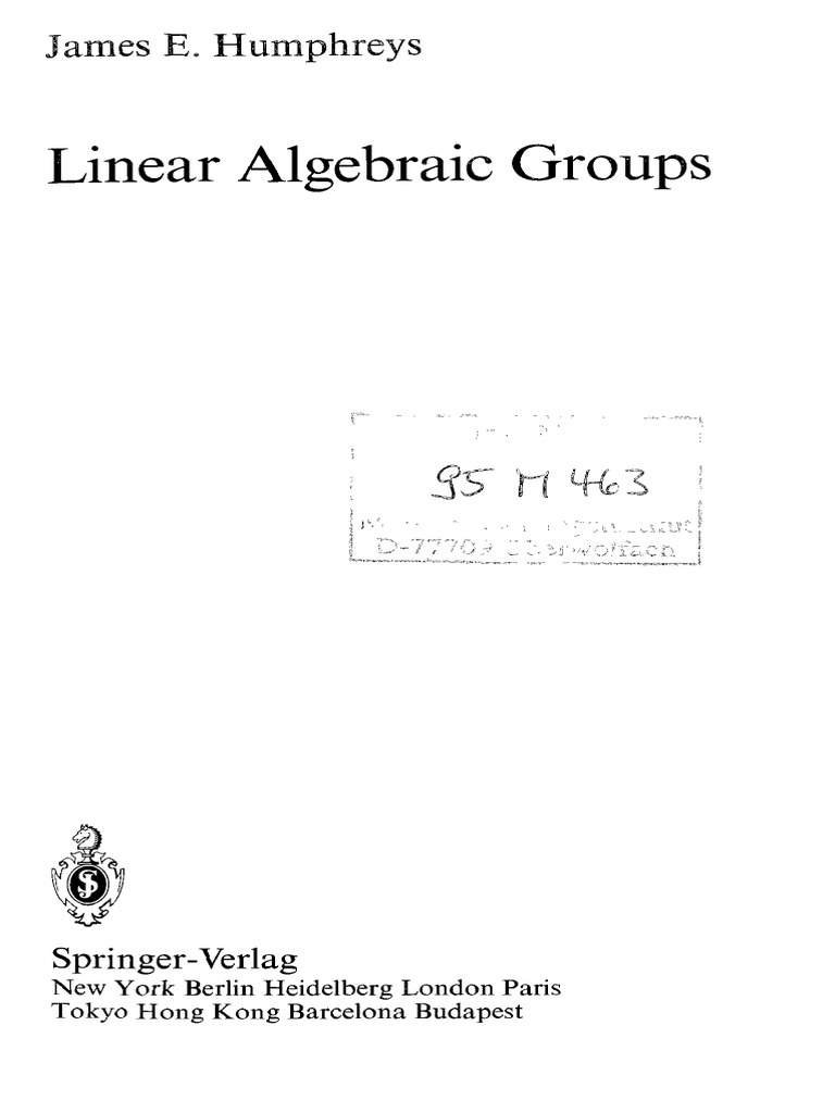 Humphreys - Linear Algebraic Groups | Pdf