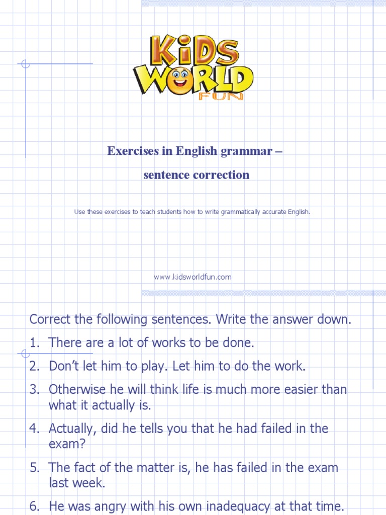 English Grammar Correction Exercises | PDF | Grammar | Linguistics