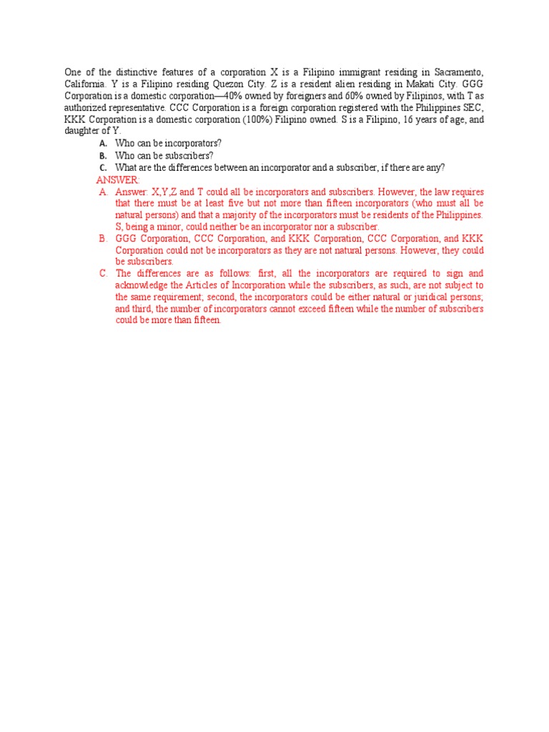 What Are The Differences Between An Incorporator and A Subscriber, If ...