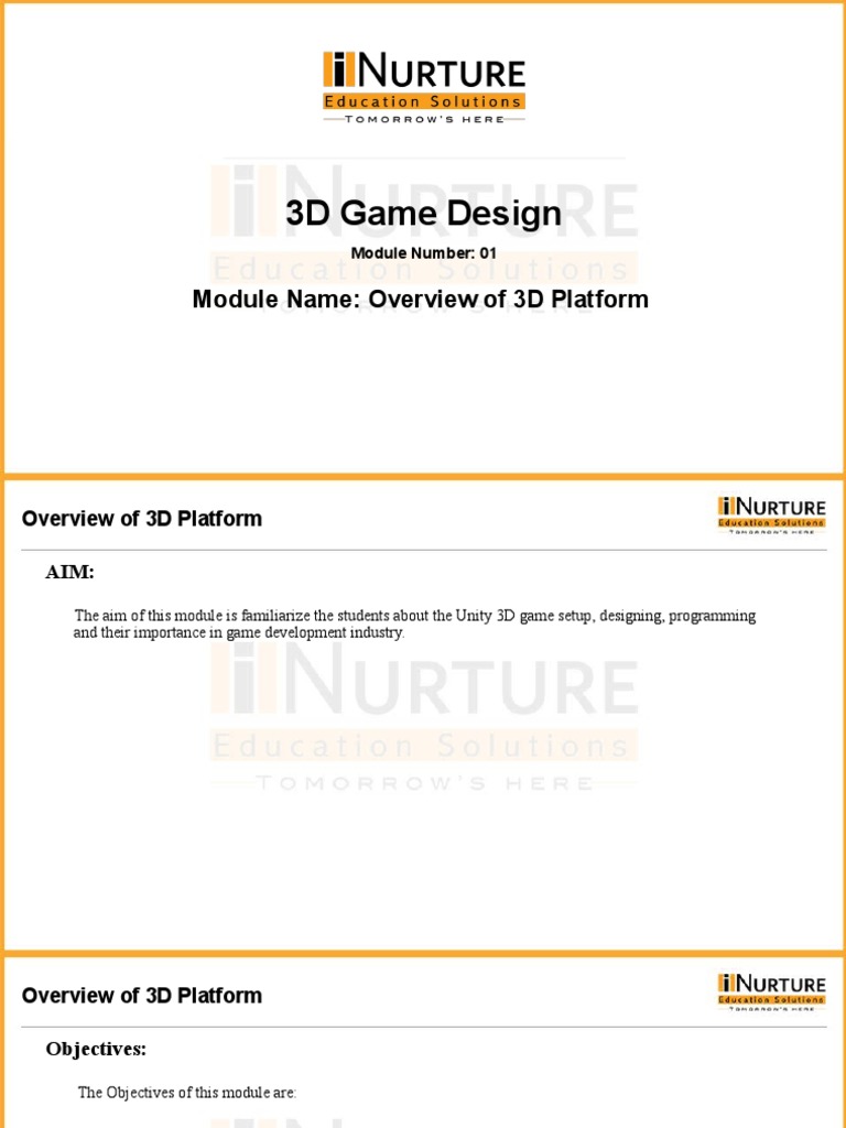 3D - Game - Design - Module - I - Overview of 3D Platform | PDF | Unity (Game Engine ...