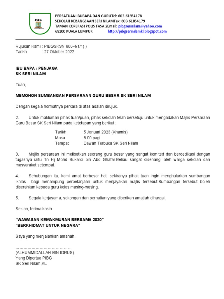 Surat Sumbangan Persaraan | PDF