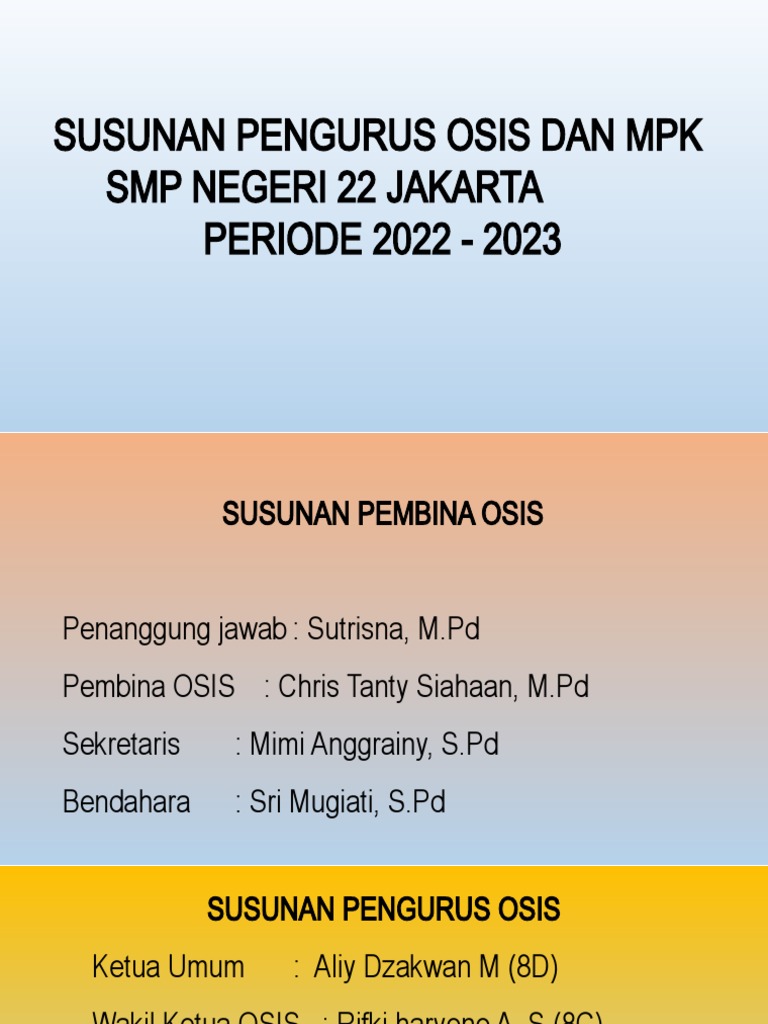 Pengurus Osis Dan MPK | PDF