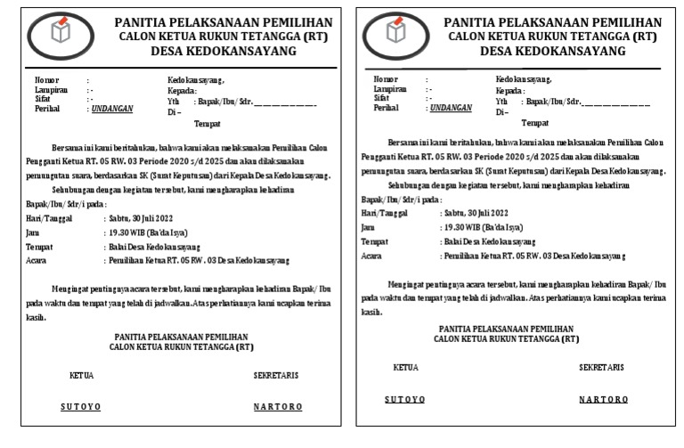 Undangan Pemilihan RT | PDF