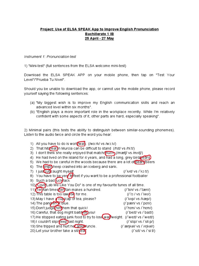 Pronunciation Test | PDF | Linguistics | Cognition