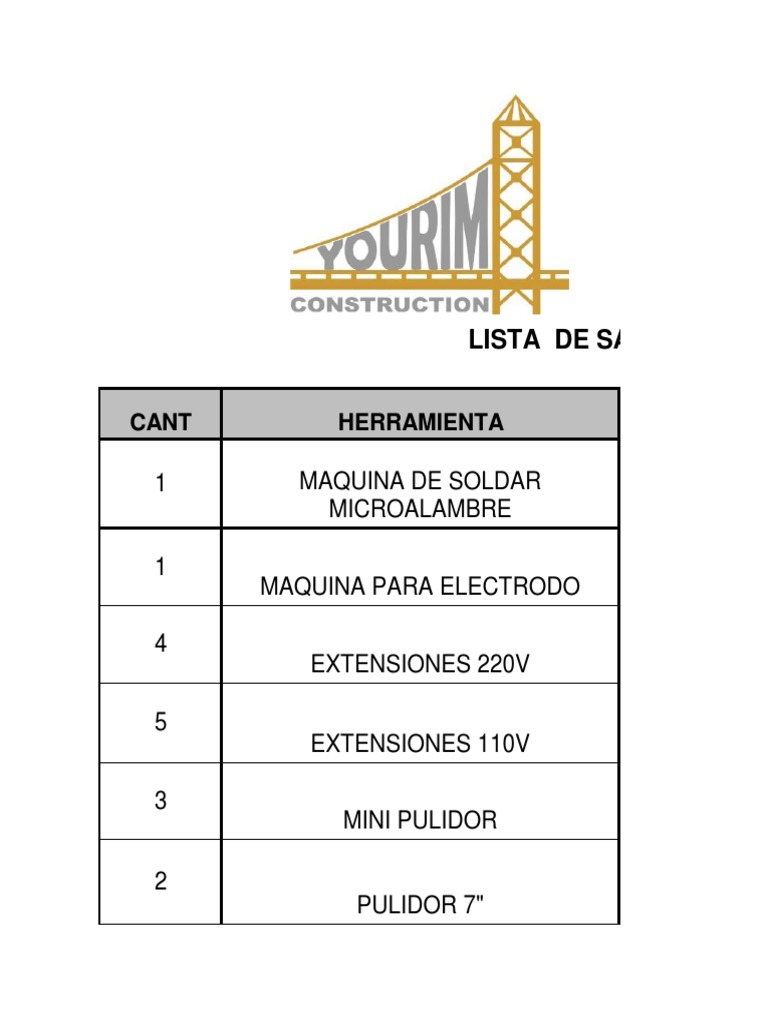 Lista de Salida de Herramientas | PDF