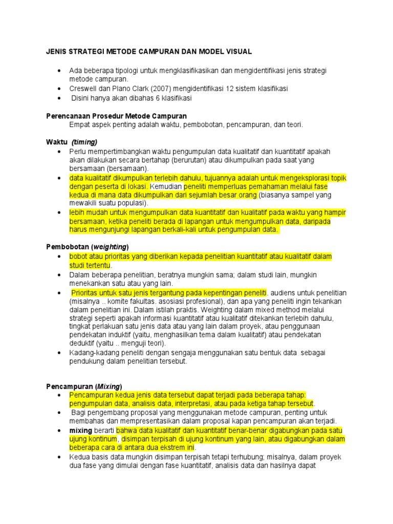 Jenis Strategi Metode Campuran Dan Model Visual 1 | PDF | Metode ...