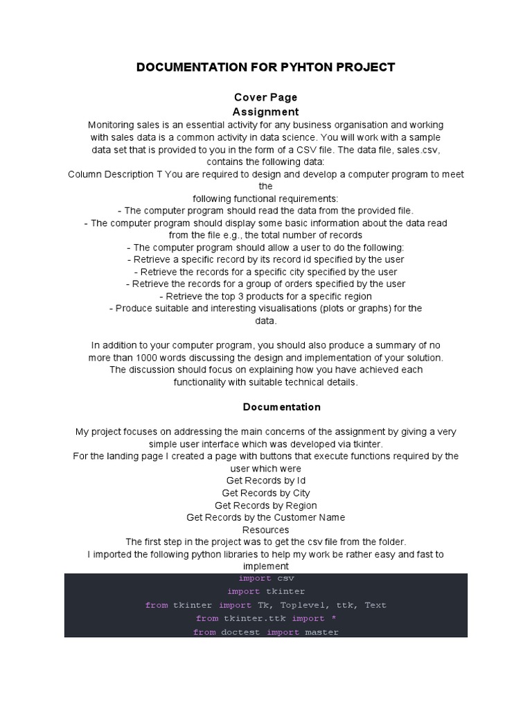 Documentation For Pyhton Project Pdf Computer File Computer Program