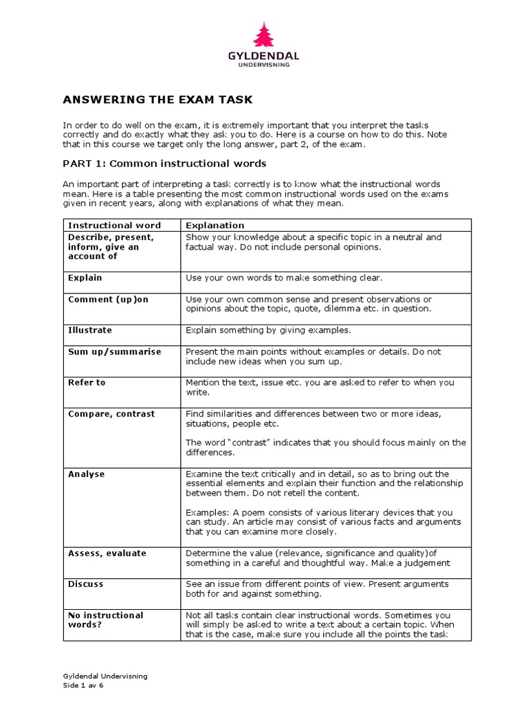 Answering The Exam Task - Vg2 | PDF | Test (Assessment) | Internship
