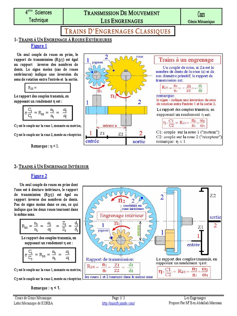 Trains D'engrenage Classiques | PDF | Mécanique newtonienne | Ingénierie mécanique