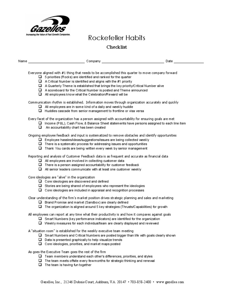 Rocker Feller Checklist | PDF
