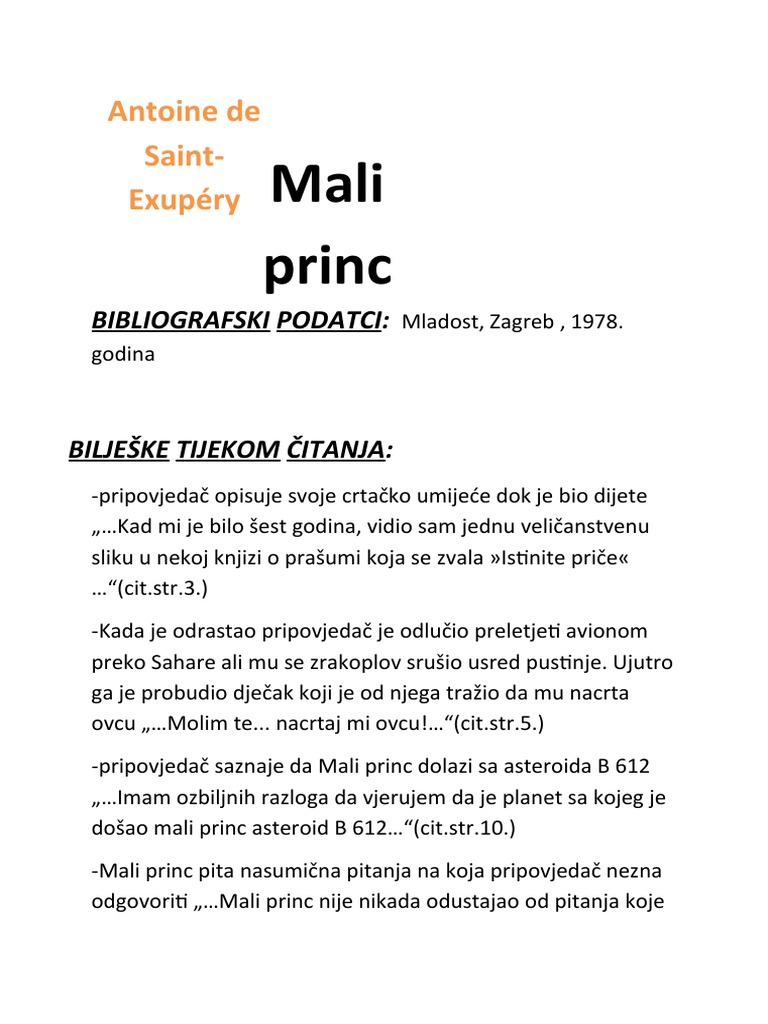 Antoine de Saint-MALI PRINC | PDF