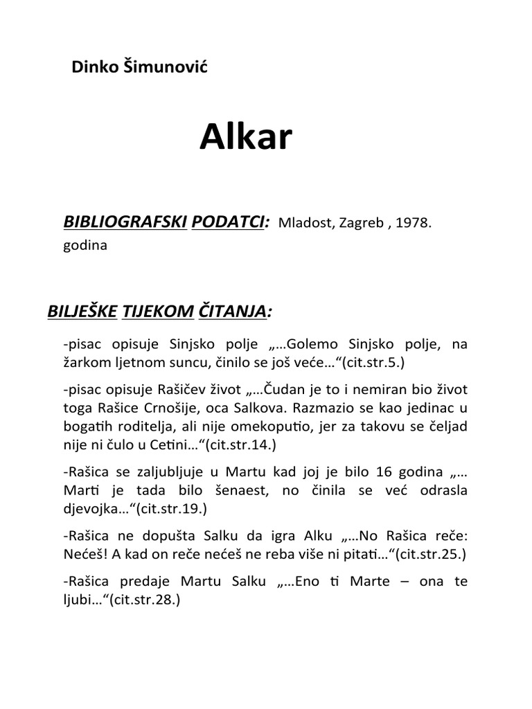 Dinko SimunoviÄ - Alkar | PDF