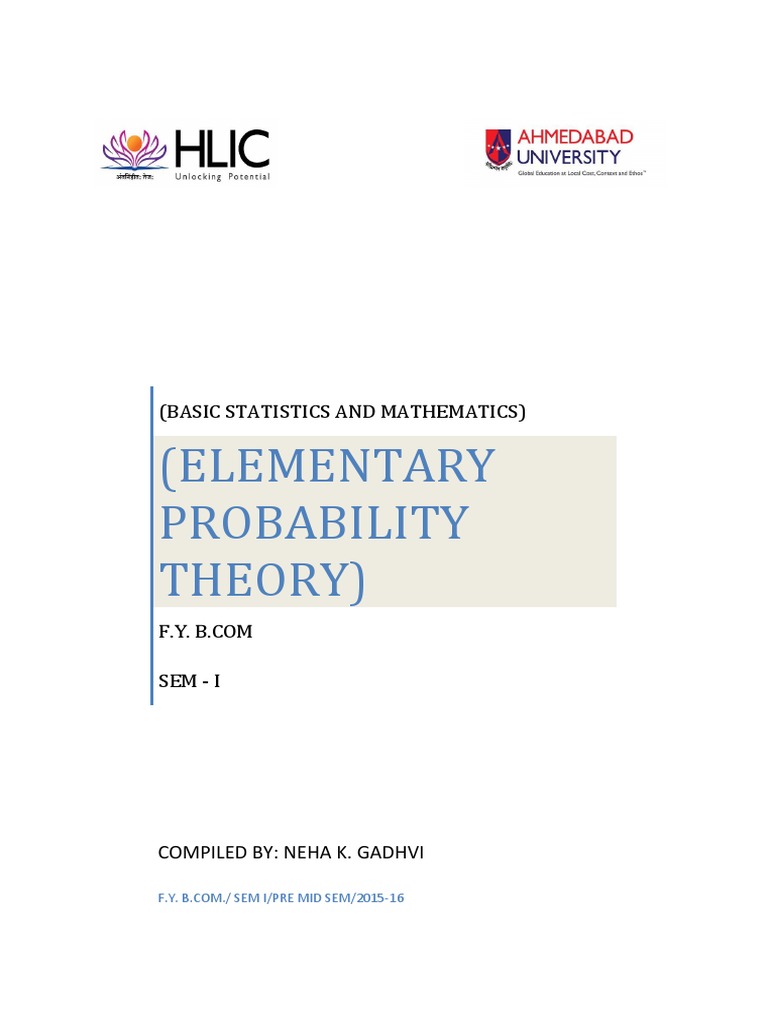 Elementary Probability Theory (Part A) | PDF | Experiment | Randomness Elementary Probability Theory (Part A) | PDF | Experiment | Randomness