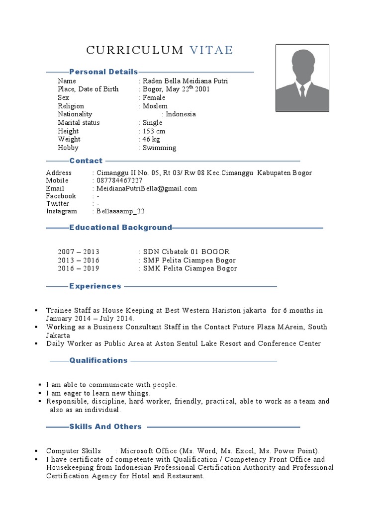 CV Meidiana Bella Putri | PDF