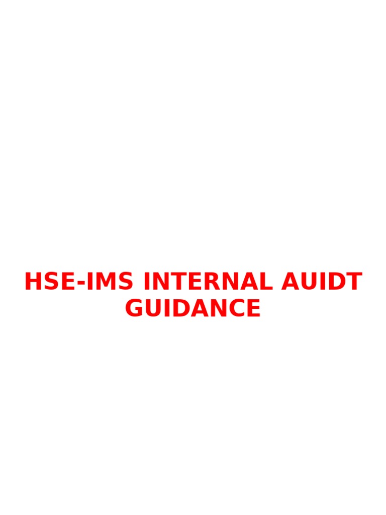 HSE Integrated Management System - Internal Audit Guidance | PDF ...
