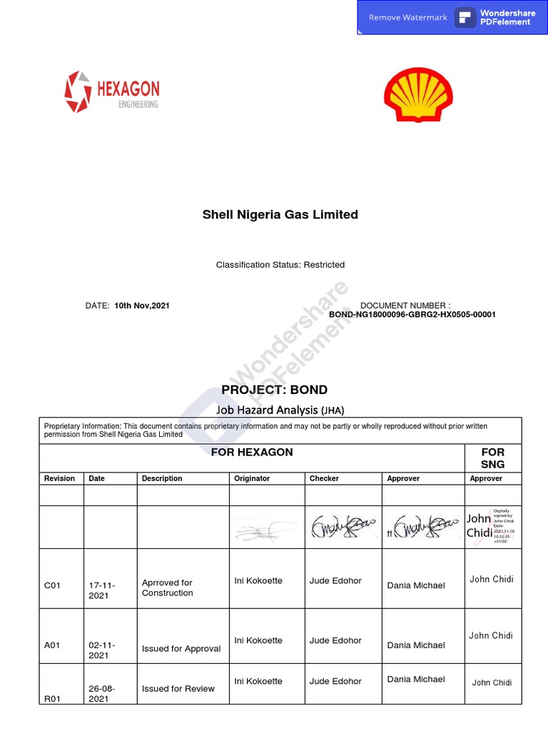 Shell Nigeria Gas Limited: Job Hazard Analysis | PDF | Concrete ...