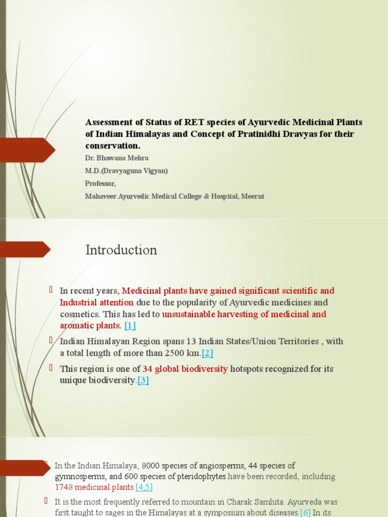 Assessment of Status of RET Species of Ayurvedic | PDF | Ayurveda ...