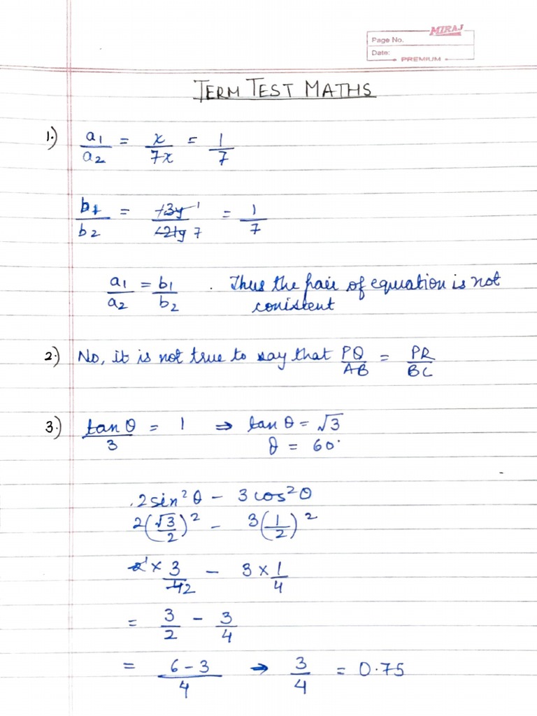 Maths Term 1 | PDF