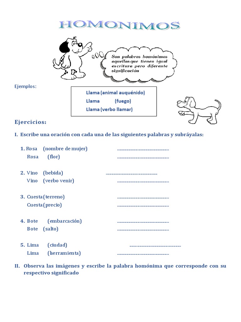 Ejercicios de Homonimos | PDF