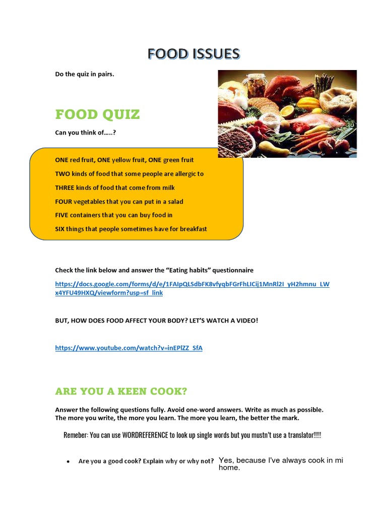 Food Issues 1 | PDF | Cooking | Foods