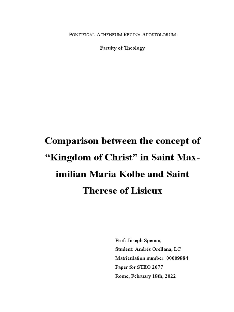 Comparison of The Concept Kingdom of Christ in Saint Maximilian and ...