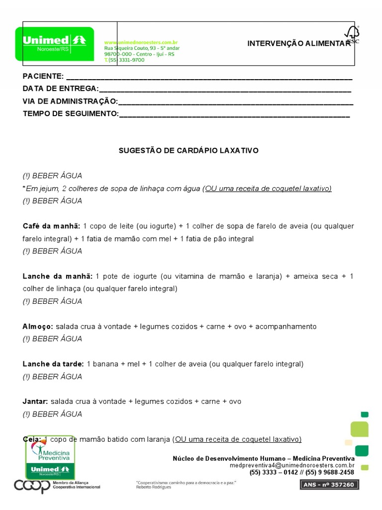 Recomendações alimentares para regular o trânsito intestinal | PDF ...