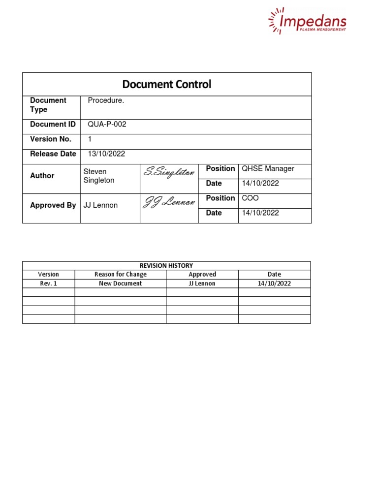 Q-Pulse Document Control Procedure | PDF | Information | Document