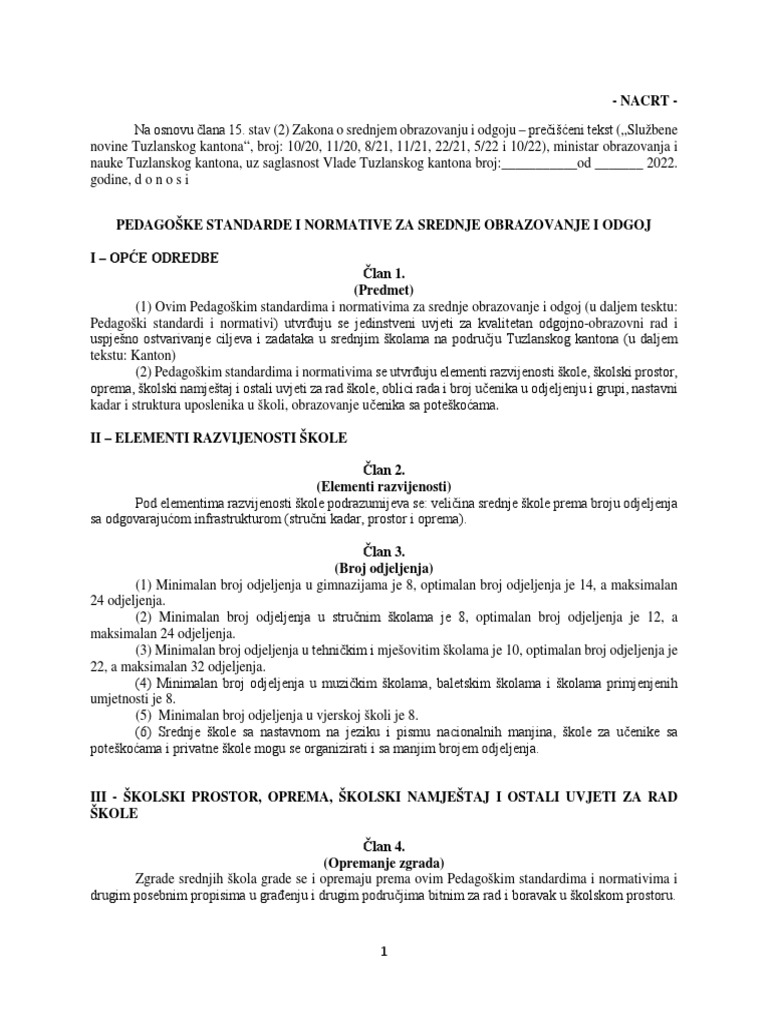 11b) - Nacrt Pedagoskih Standarda I Normative Za Sre - 220608 - 131508 ...