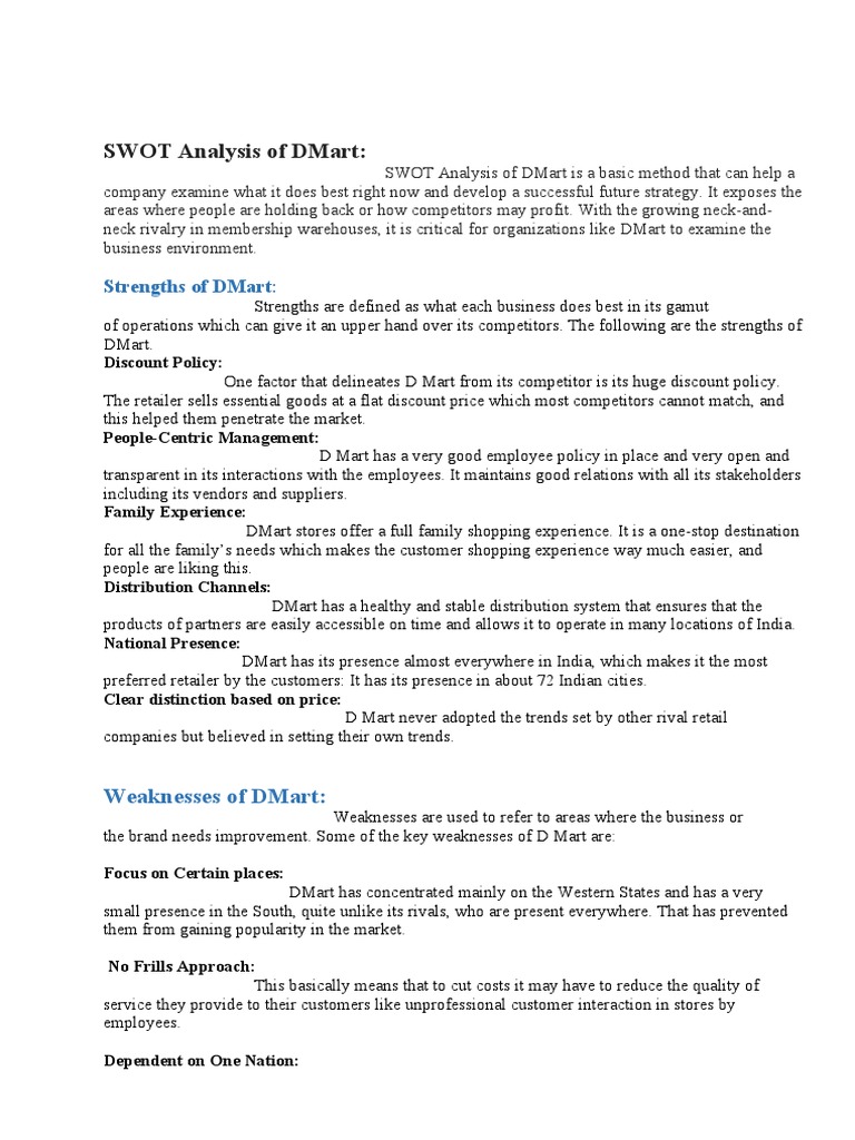 SWOT Analysis | PDF | Retail | Supermarket
