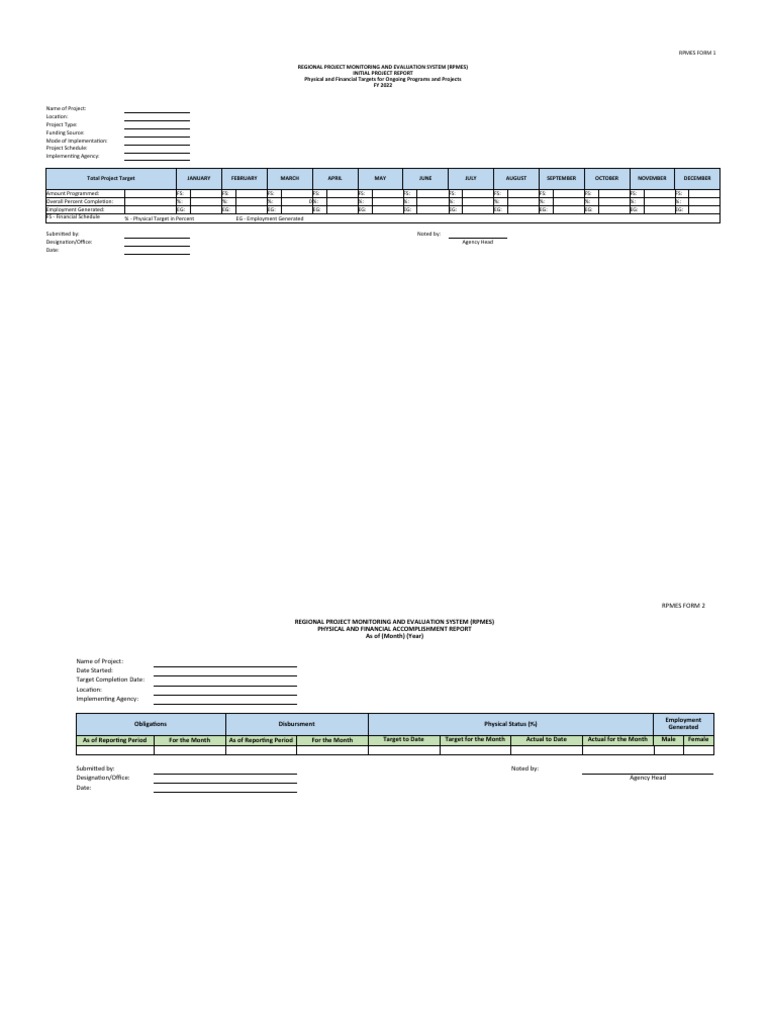 RPMES Forms No. 2 5 | PDF | Monitoring And Evaluation | Business