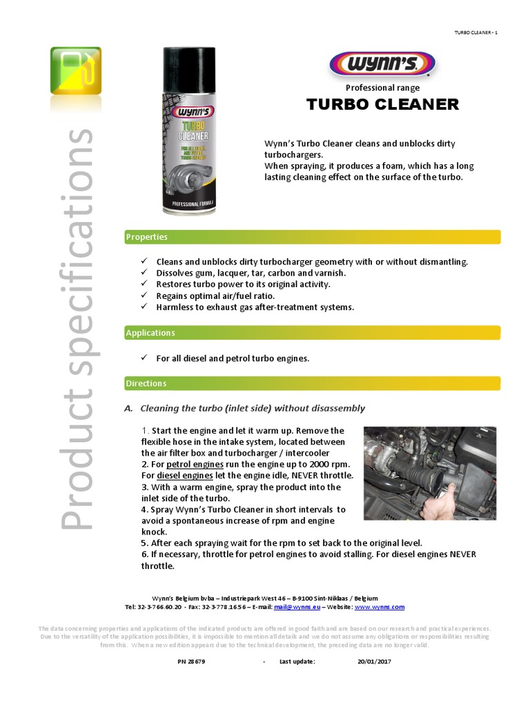 Wynn's Turbo Cleaner Usage Guide | PDF | Turbocharger | Diesel Engine