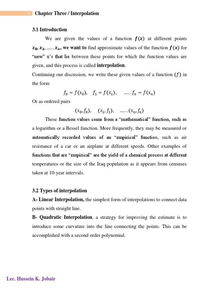 Lec. 3 Interpolation | PDF | Spline (Mathematics) | Interpolation Lec. 3 Interpolation | PDF | Spline (Mathematics) | Interpolation
