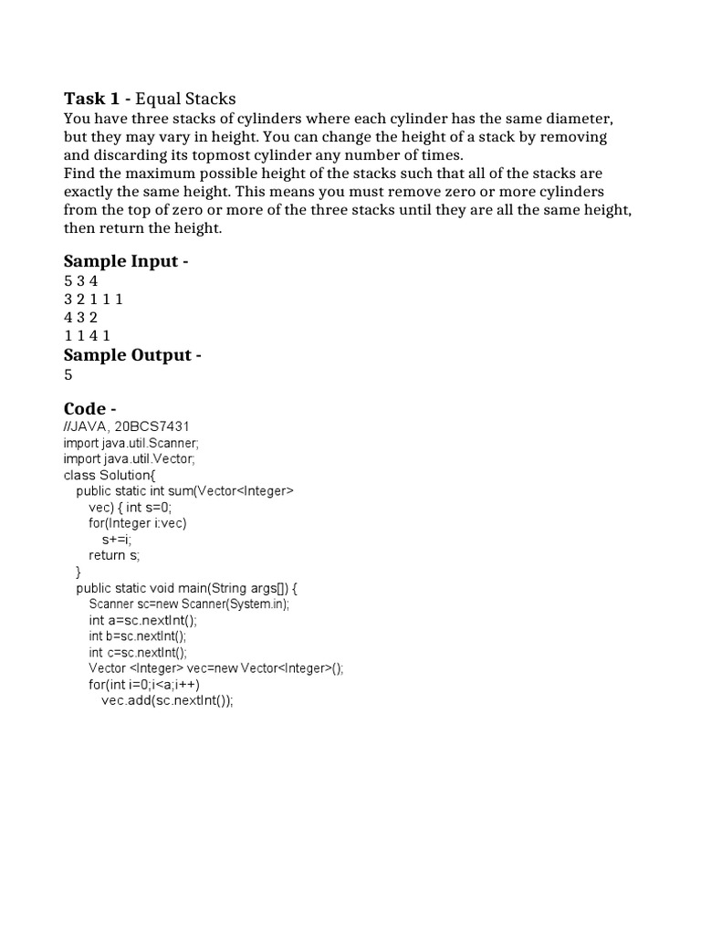 Equal Stack and Down To Zero Problem of Hacckerank | Download Free PDF | Applied Mathematics ...