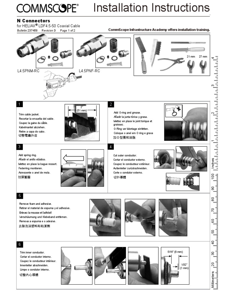 N Connectors For HELIAX® LDF4.5-50 Coaxial Cable | PDF | Coaxial Cable ...