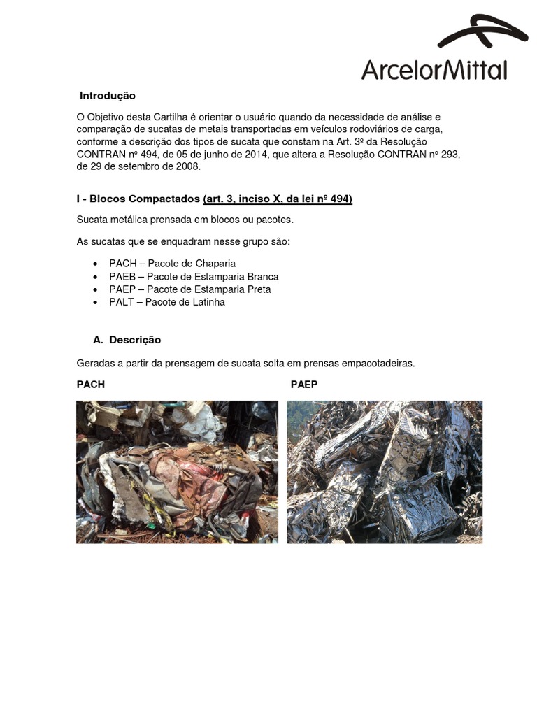 Cartilha Tipos de Sucata ANUT | PDF | Aço | Materiais