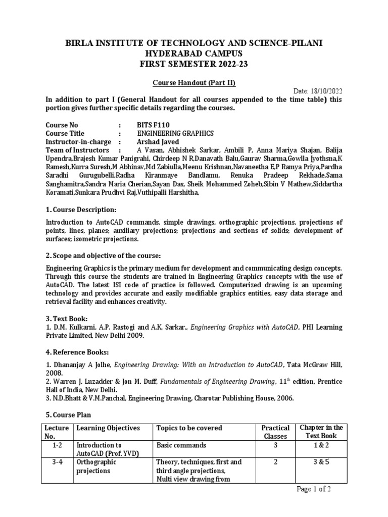 Bits F110 | PDF | Academic Dishonesty | Technical Drawing