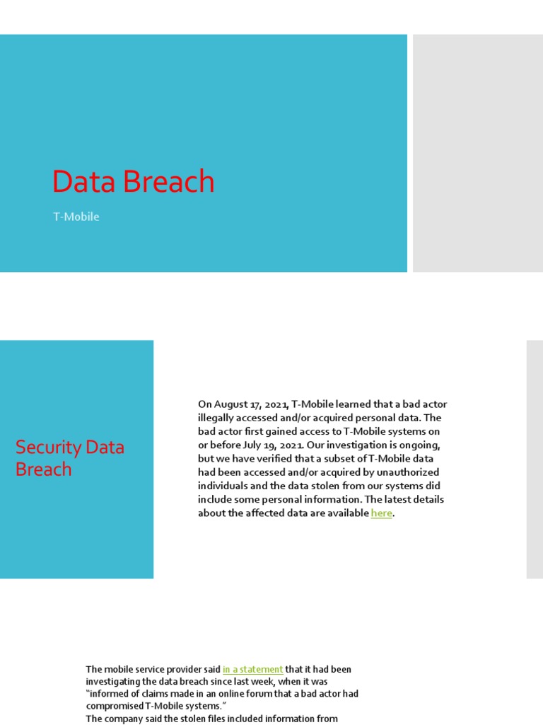 Peer-Graded Assignment - Applied Project - Investigate A Recent Data Breach | PDF | T Mobile Us ...