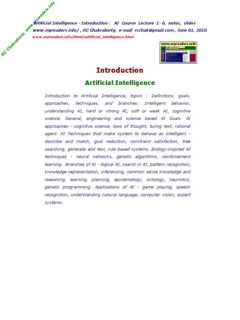 AI New Notes | PDF | Artificial Intelligence | Intelligence (AI ...