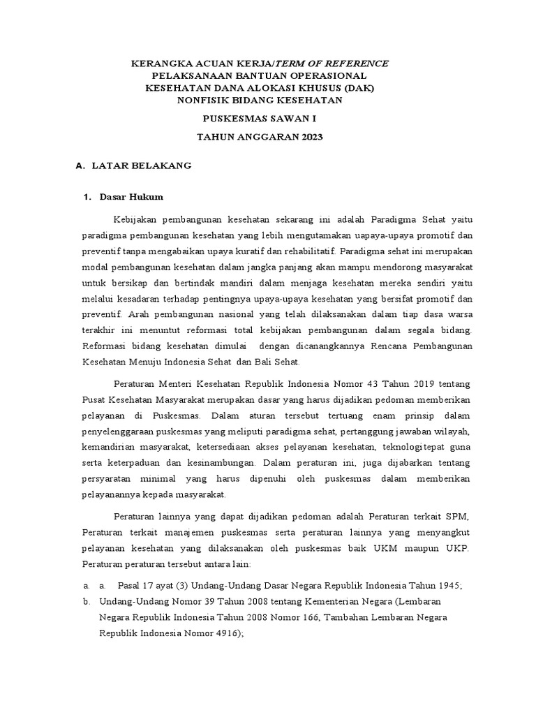 Tor Dak Non Fisik Sawan I 2023 | PDF