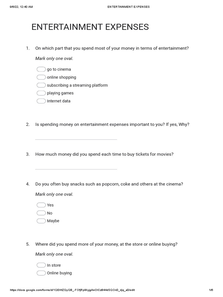 Entertainment Ex - Questionnaire | PDF | Online Shopping | Mass Media
